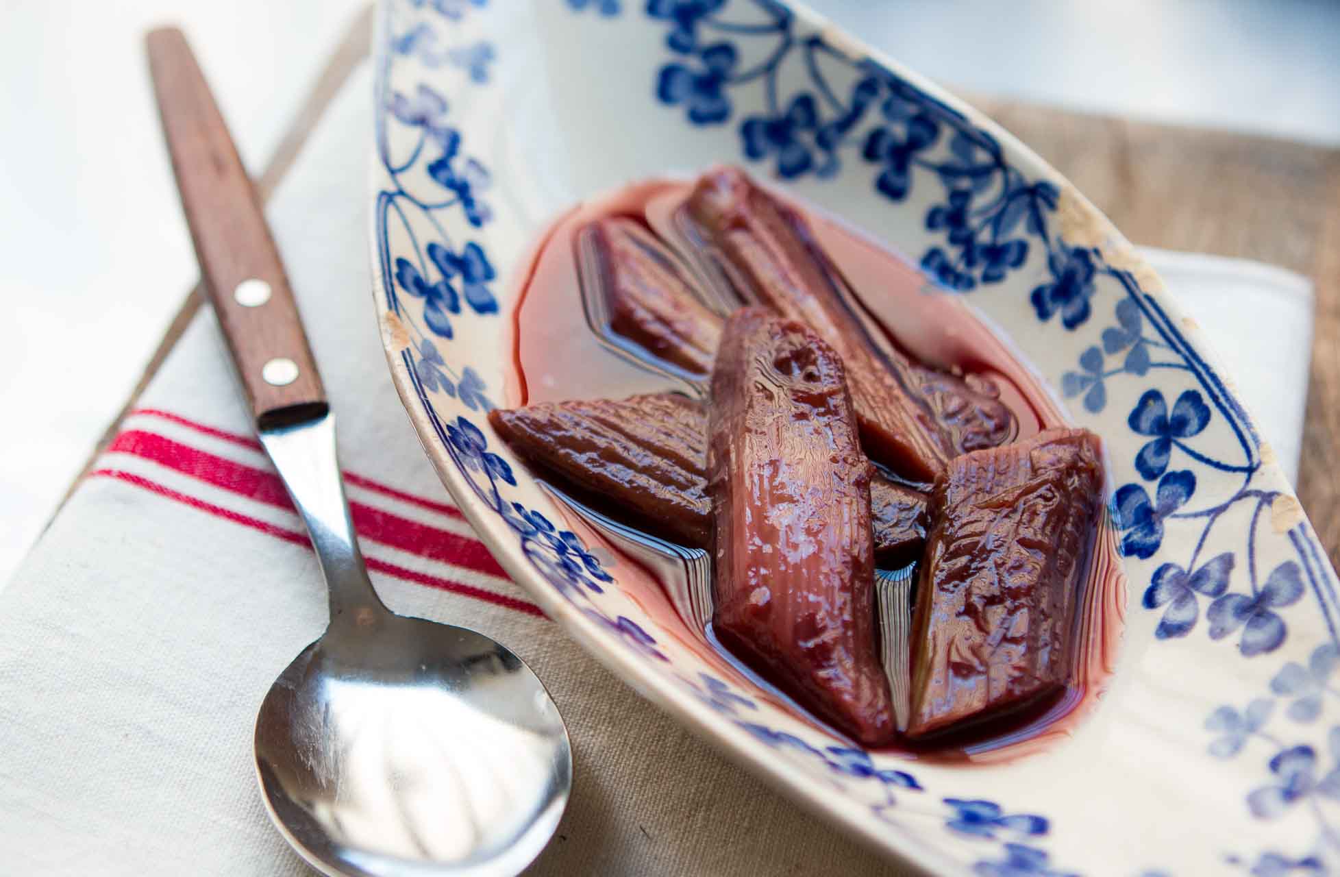 Red Wine-Poached Rhubarb Recipe - David Lebovitz